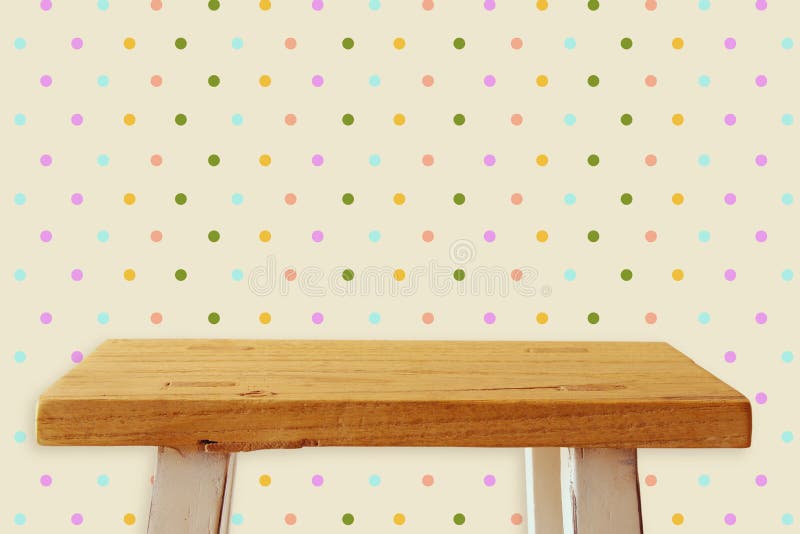 Empty Small Table in Front of Retro Background Stock Image - Image of ...