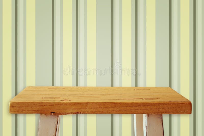Empty Small Table in Front of Retro Background Stock Photo - Image of ...