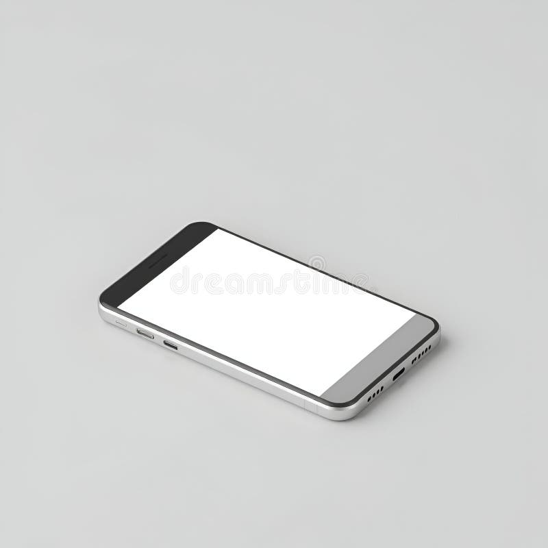 Empty Smartphone with White Screen on Grey Background with Mock Up ...