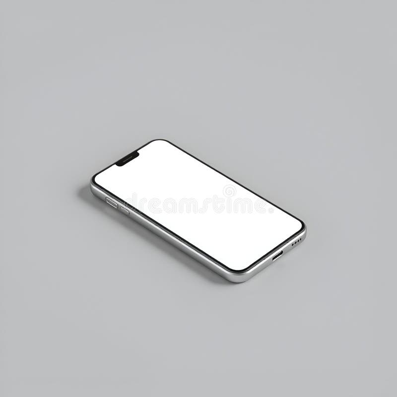Empty Smartphone with White Screen on Grey Background with Mock Up ...