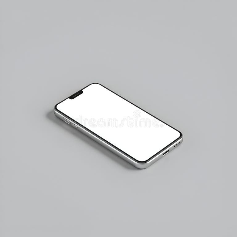 Empty Smartphone with White Screen on Grey Background with Mock Up ...