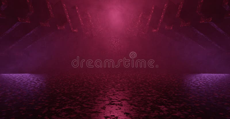 Empty Smoke and Light Scene Purple Background 3D Illustration Stock ...