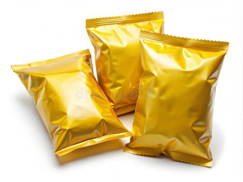 Empty Snack Packaging Variety Foil Plastic and Pillow Packs Isolated on ...
