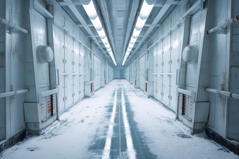 Empty, Snow-filled Corridors of a Research Base Stock Illustration ...
