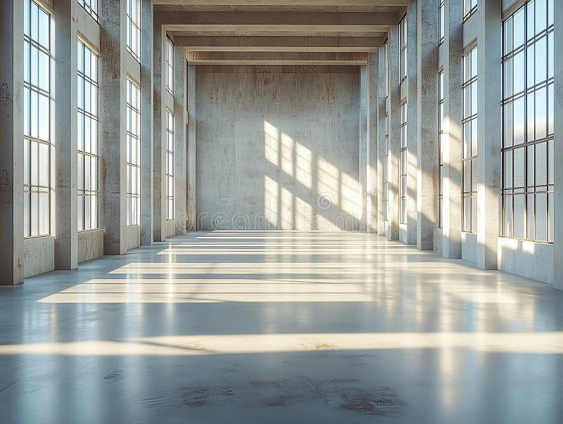 Empty White, Light, Space Warehouse Perspective View of Warehouse ...