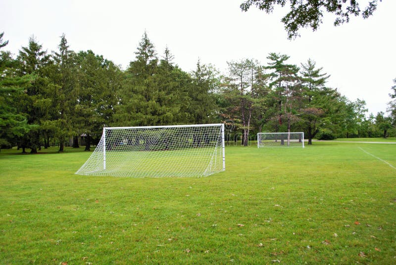 Empty Soccer Field Football Pitch in a Park Stock Photo - Image of ...