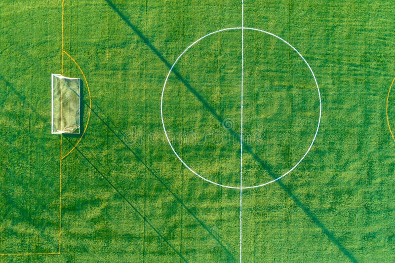 Empty Soccer Field with the Goals Set Up for Training, Aerial Top View ...