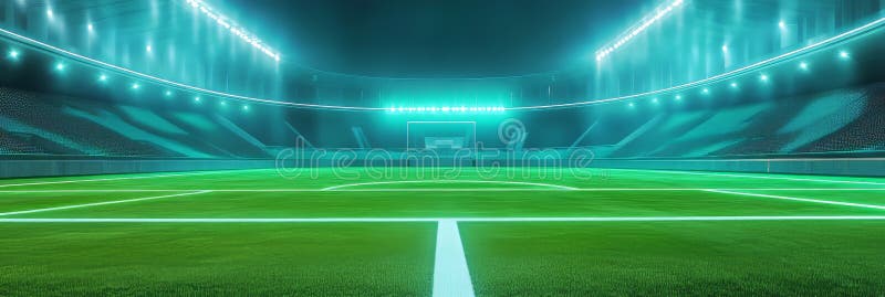 Empty Soccer Field at Night with Lights Stock Illustration ...