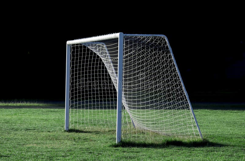 Empty Soccer Gate at the Green Grass Stadium Stock Image - Image of ...