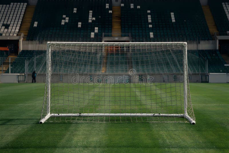 Soccer Goal on Green Field in Stadium with Empty Seats during Daytime ...