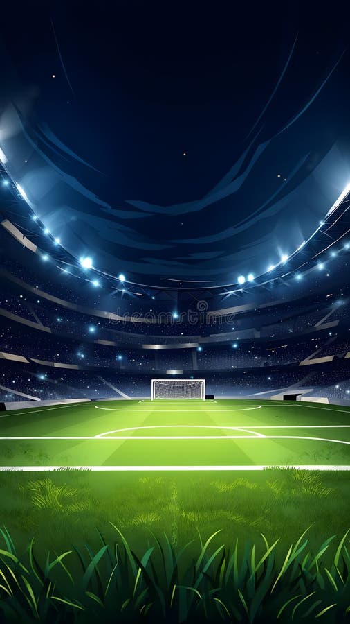 An Empty Soccer Stadium that Features a Goal Positioned in the Middle ...