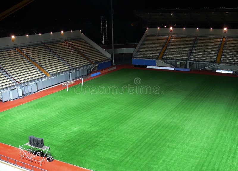 Empty Soccer Stadium in the Night Stock Image - Image of match, game ...