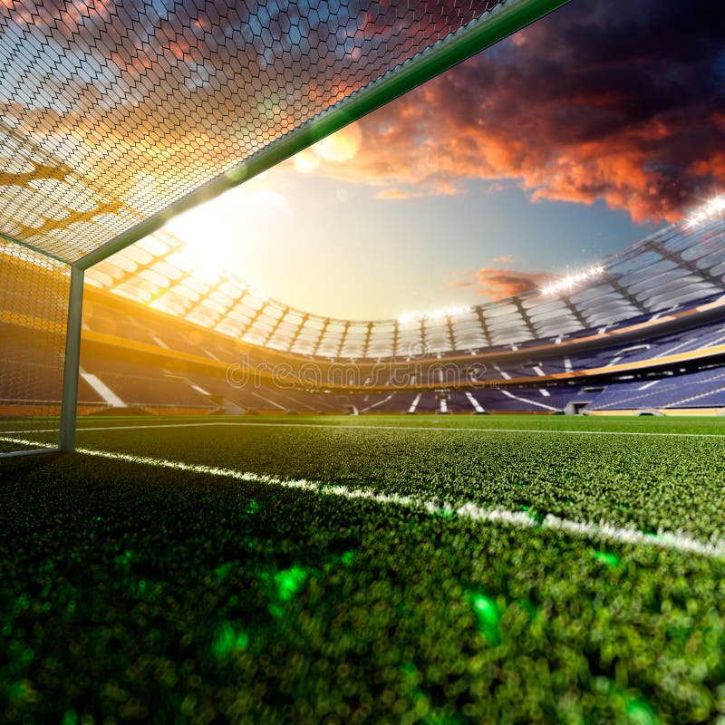 Empty Soccer Stadium in Sunlight Stock Photo - Image of dramatic ...