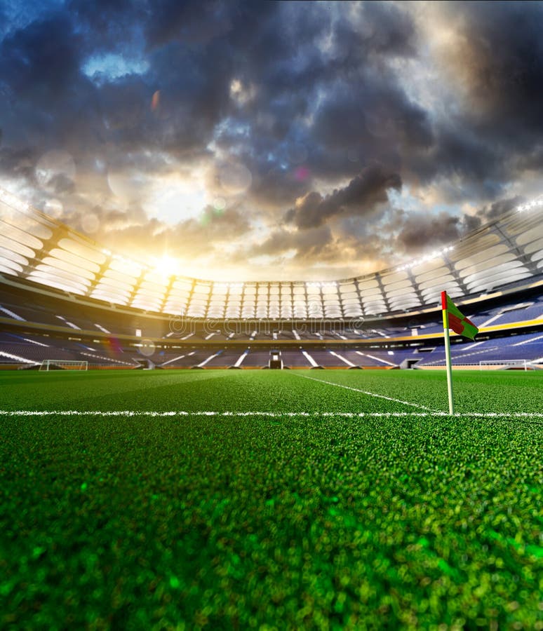 Empty Soccer Stadium in Sunlight Stock Photo - Image of football ...