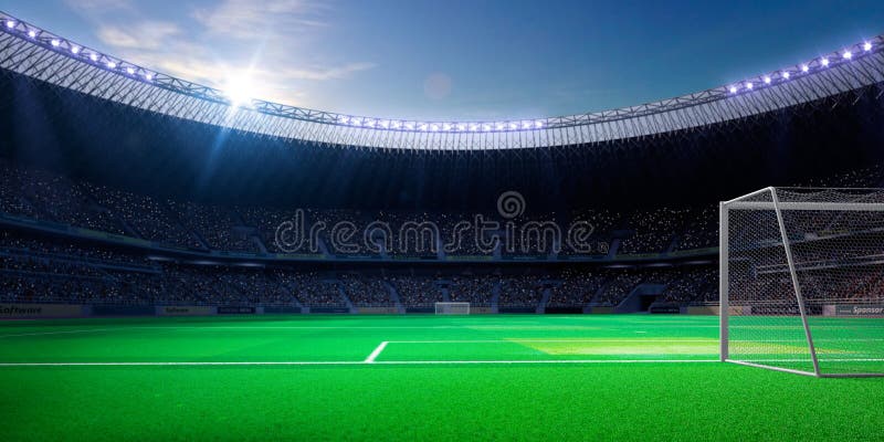 Empty Soccer Stadium in Sunlight Stock Image - Image of grass, outdoors ...