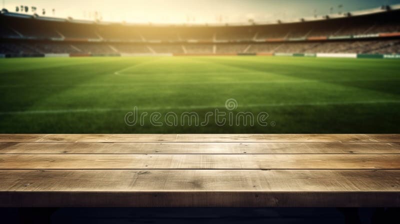 Empty Soccer Stadium Wooden Surface Stock Illustration - Illustration ...