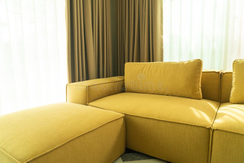 Empty sofa in living room stock photo. Image of light - 232530156