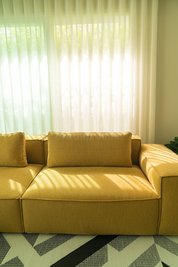 Empty sofa in living room stock image. Image of fabric - 255324071