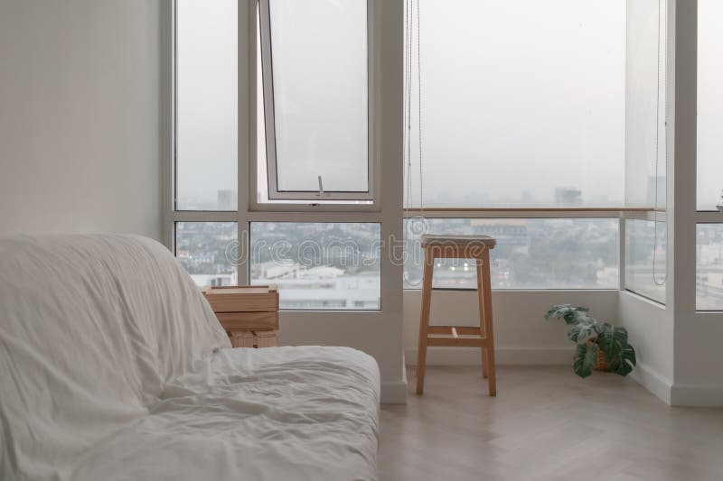 Empty Sofa in Minimal Apartment Room. Concept of Emptiness. Stock Image ...