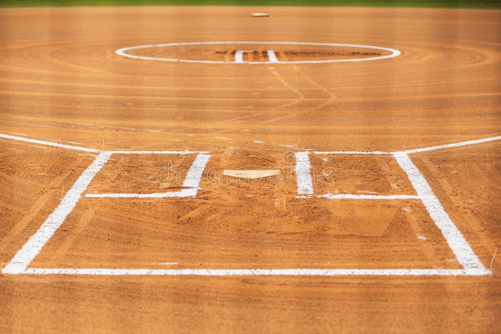An Empty Softball Field Ready for a Game Stock Image - Image of game ...