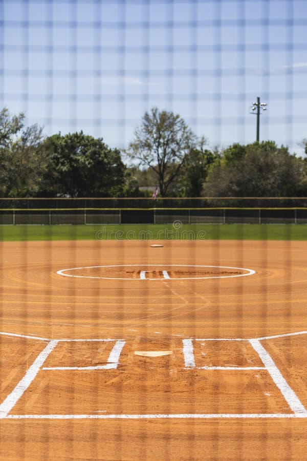 An Empty Softball Field Ready for a Game Stock Image - Image of stadium ...