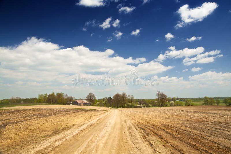 Empty Green Grass Field and the Blue Sky Stock Image - Image of nature ...