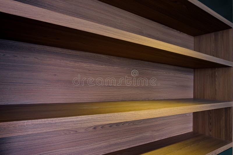 Empty Space of Built in Wooden Shelf Stock Photo - Image of blank ...