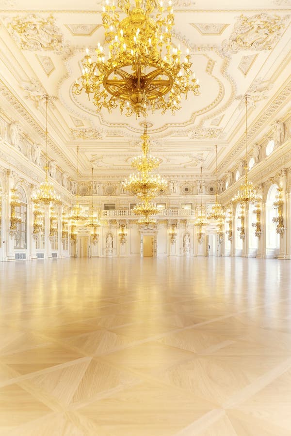 Luxury Beautiful Interior of Some Historical Castle Hall in Day Time ...