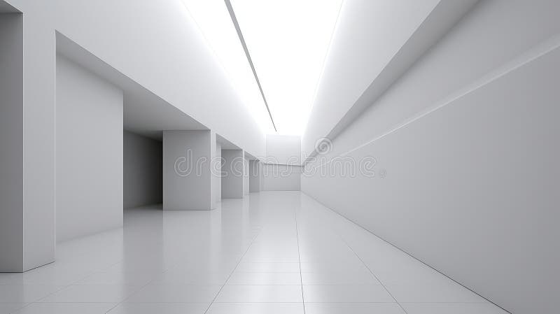 Clean Corridor Leading To Closed Doors. Digital Illustration of School ...