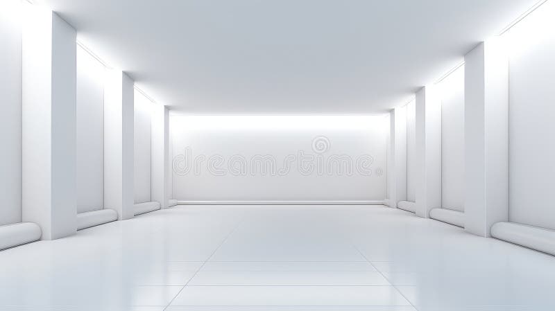 Clean Corridor Leading To Closed Doors. Digital Illustration of School ...