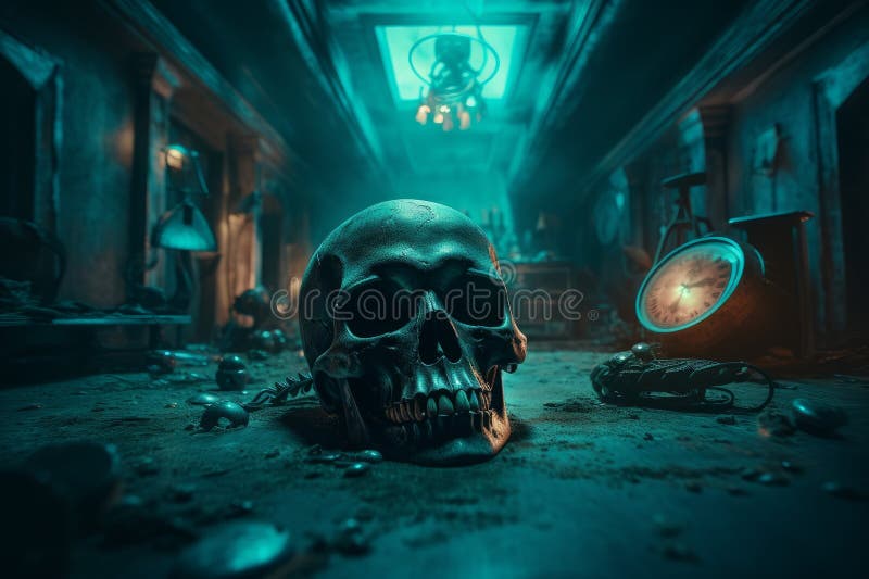 Empty Space Dead Skull Hall. Generate AI Stock Illustration ...