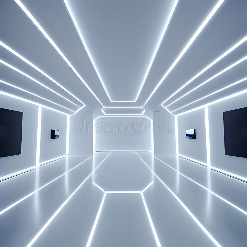 Empty Space Inside Futuristic Room, Showroom, Spaceship, Hall or Studio ...