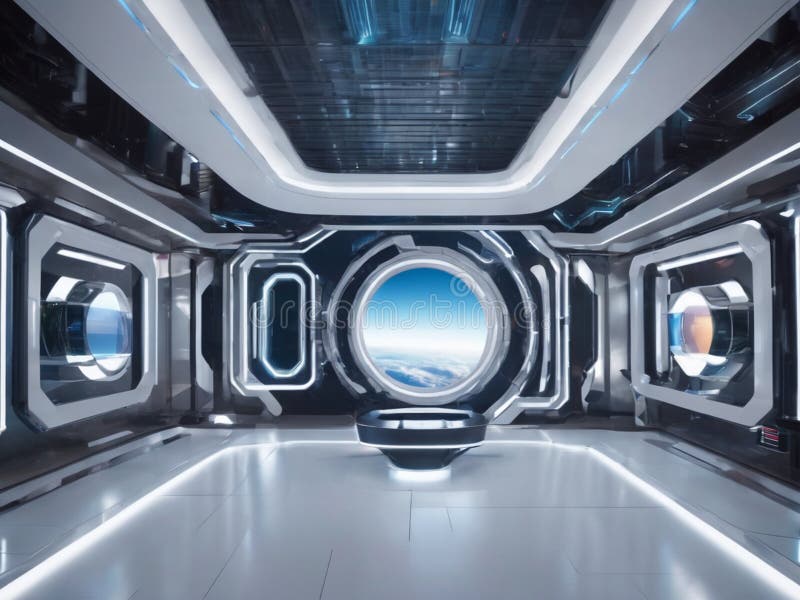 Empty Space Inside Futuristic Room, Showroom, Spaceship, Hall or Studio ...