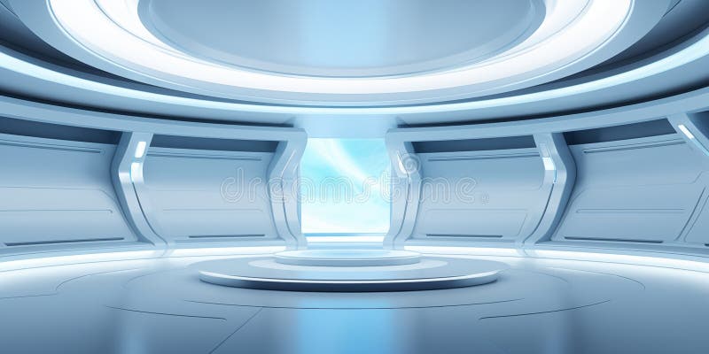 Futuristic Showroom, Spaceship Interior Stock Illustration ...