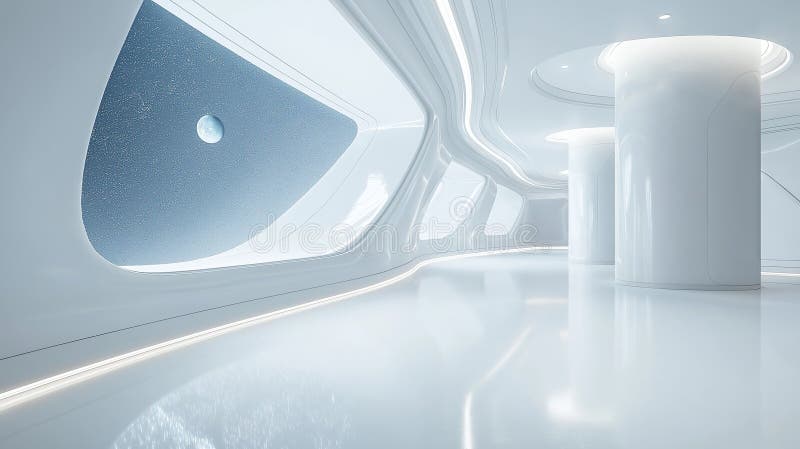 Futuristic Showroom, Spaceship Interior Stock Photo - Image of indoor ...