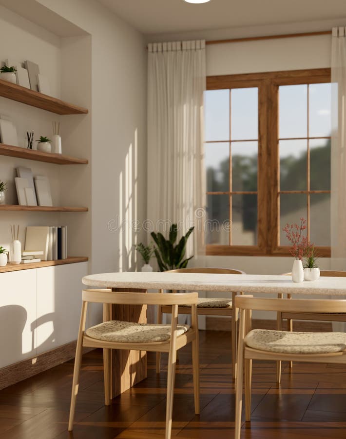 Empty Space on Minimal Dining Table with Decor in Cozy Minimal Dining ...