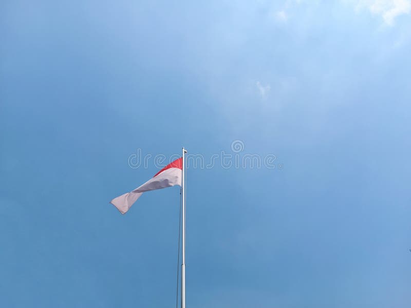 Empty Space. Negative Space. Red and White Indonesian Flag Fluttering ...