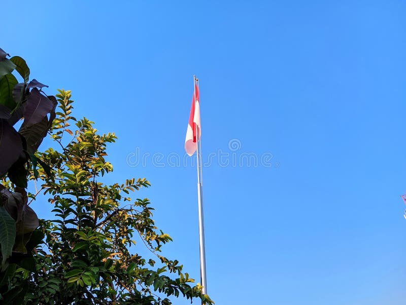 Empty Space. Negative Space. Red and White Indonesian Flag Fluttering ...