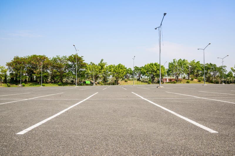Empty Space Parking Lot Outdoor in Public Park. Stock Image - Image of ...