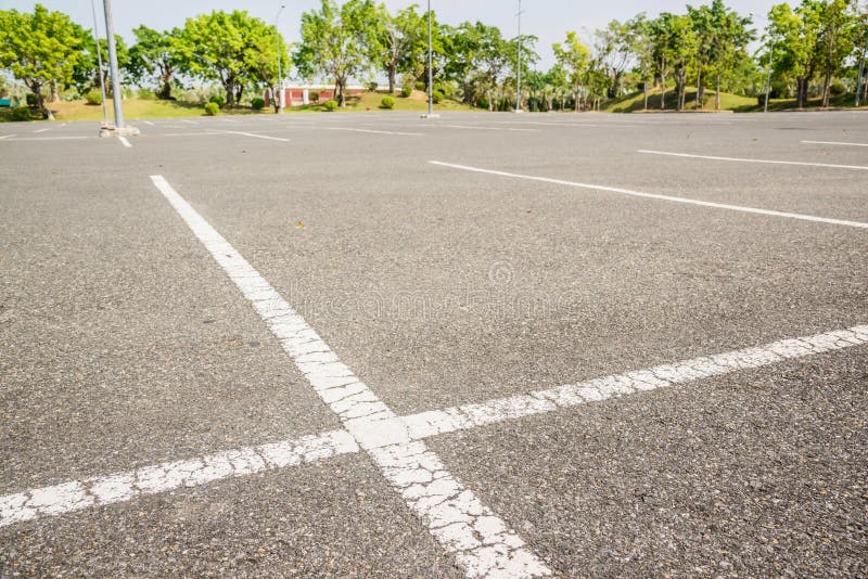 Empty Space Parking Lot Outdoor in Public Park. Stock Photo - Image of ...