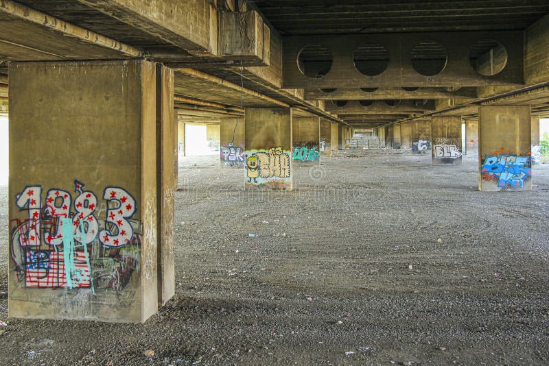 The Empty Space between the Pillars Under the Train Station Editorial ...
