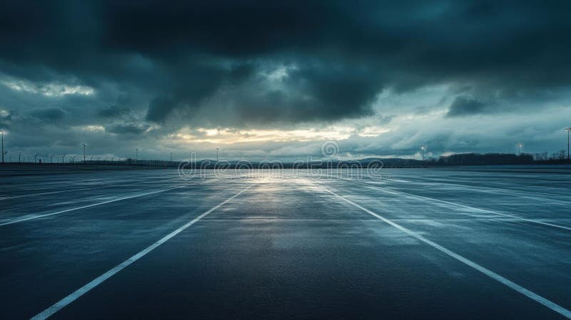 Empty Space Reflects a Dramatic Sky, Reflecting Tranquility, Dark Sky Theme Stock Illustration ...