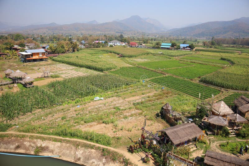 Empty Space, Small Villages, Asian Style Fields Stock Image - Image of ...