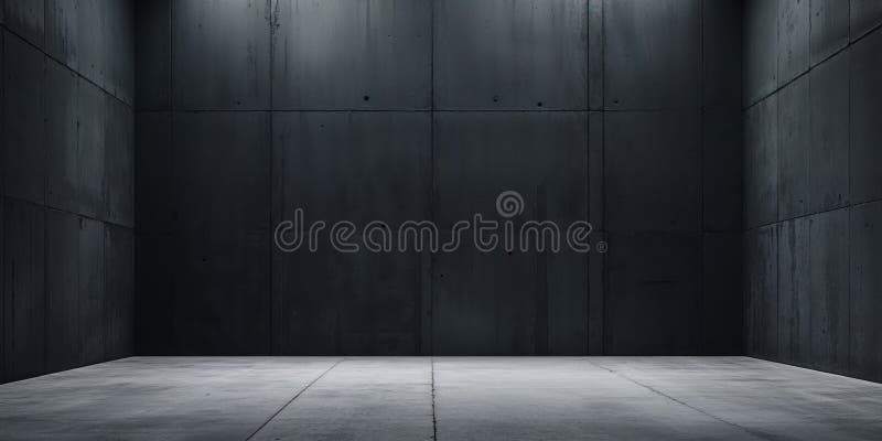 Empty Space of Studio Dark Room Black Concrete Wall and Spotlight with ...