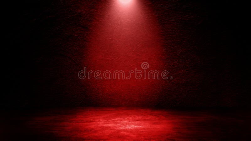 Studio Dark Room with Red Lighting Effect on Concrete Wall Grunge ...