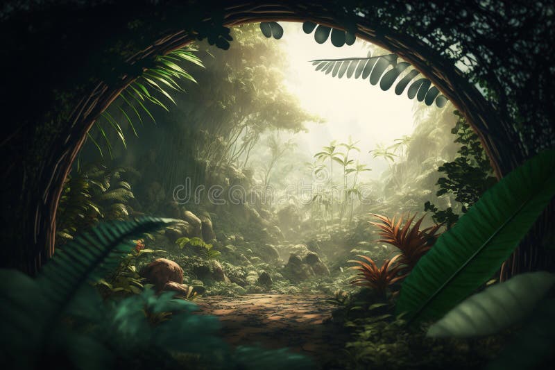 Empty Space Sunny Jungle Forest,tropical Nature Display Scene ...