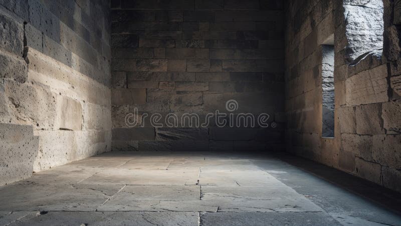 Empty Space Surrounded by Rough Stone Walls and Floor Creating Dramatic ...