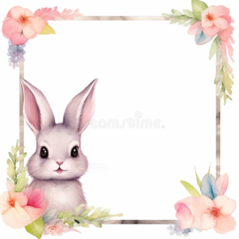 Empty Space for Writing Notes, Flower Frame with Animals in the Corner ...