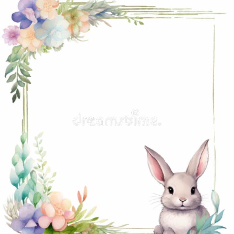 Empty Space for Writing Notes, Flower Frame with Animals in the Corner ...