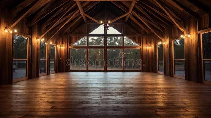 An Empty Spacious Cabin with Glass Window Inside View Generative AI ...